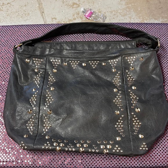 Yoki | Bags | Vintage Designer Yoki Large Gold Studded Black Faux ...